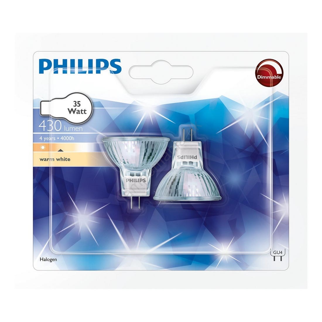 2x Halogenpære Philips GU4/35W/12V | Lampemania