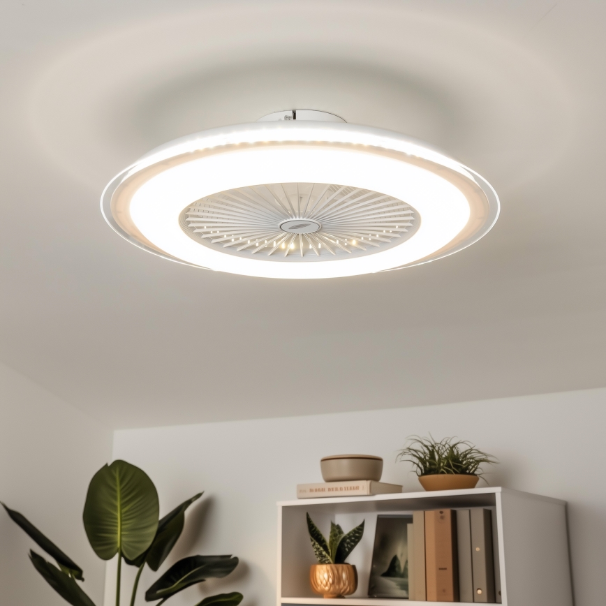 Brilagi - LED lampe med ventilator dæmpbar RONDA LED/48W/230V hvid ...