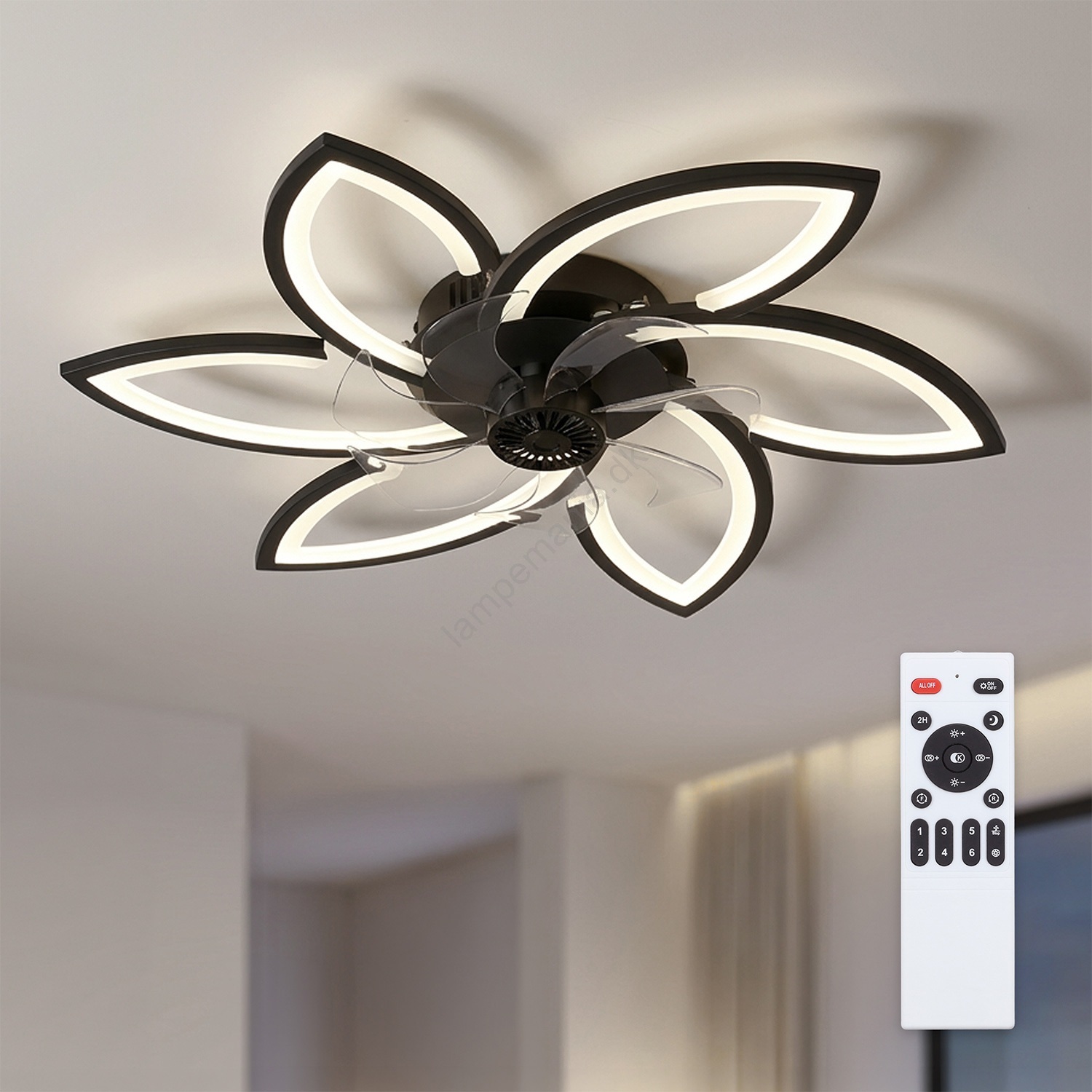 Brilagi - LED lampe dæmpbar med ventilator LED/50W/230V 3000-6500K sort ...