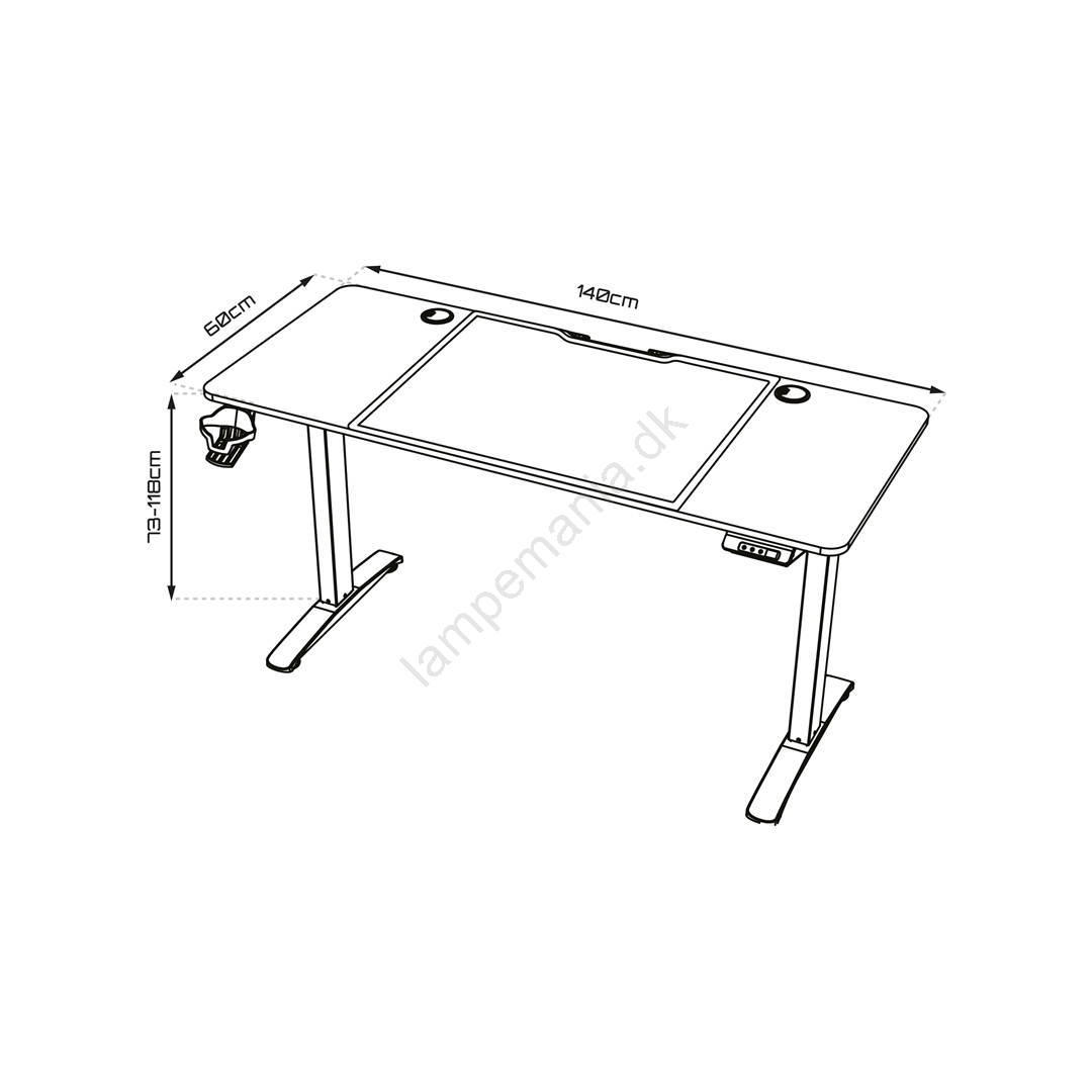 Gamer bord CONTROL med LED-lys RGB-farver 140 x 60 cm brun/sort ...