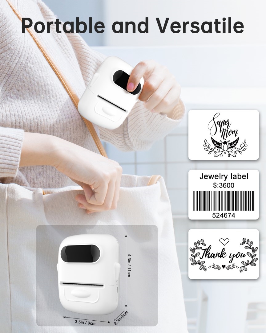 Immax DTS05 - Digital labelprinter USB-C + 3x selvklæbende labels ...