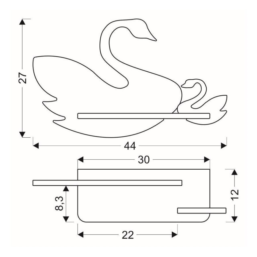 LED børnevæglampe med hylde SWAN LED/5W/230V | Lampemania
