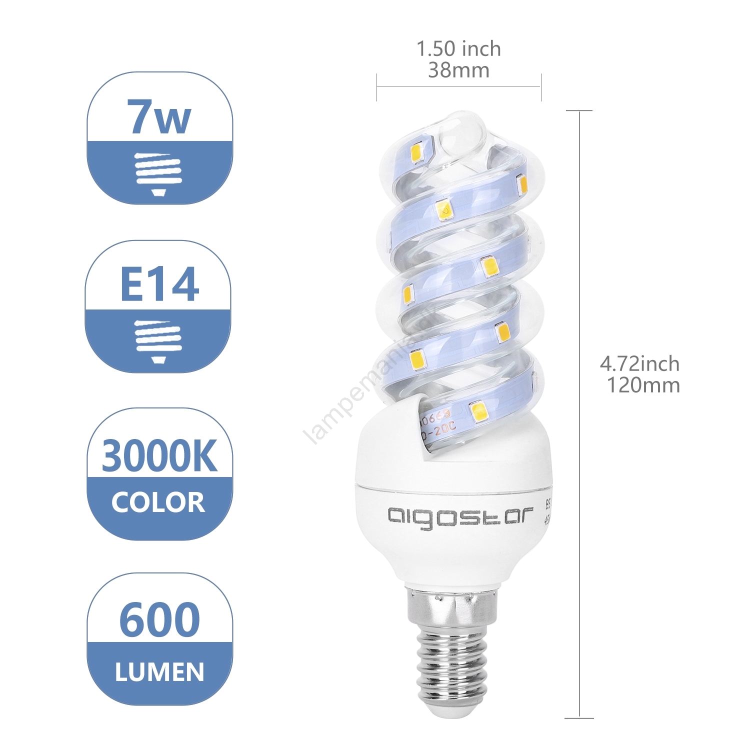 LED-pære E14/7W/230V 3000K - Aigostar | Lampemania
