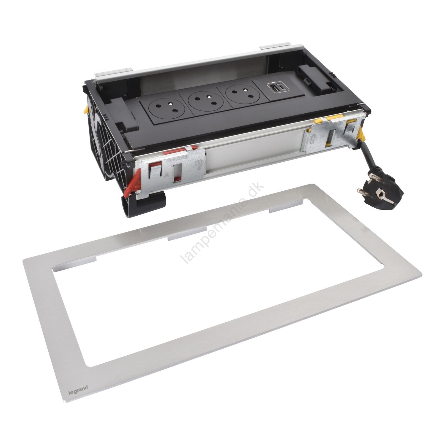 Legrand 654850 - Stikdåse til bordplade 3X230V + USB-A + USB-C | Lampemania