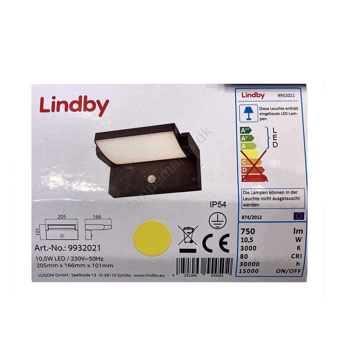 Lindby - Udendørs LED væglampe SHERIN LED/10,8W/230V IP54 | Lampemania