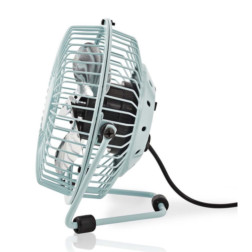 Nedis FNDK1BU10 - Bordventilator 3W/USB 10 cm blå | Lampemania