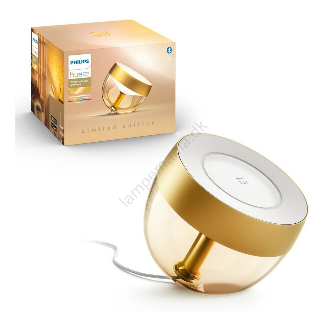 Philips Hue IRIS LED RGB bordlampe, dæmpbar, 8,2W, 230V, guld | Lampemania