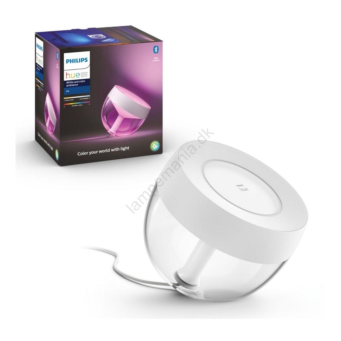 Philips Hue IRIS LED RGB bordlampe, dæmpbar, 8,2W, 230V, hvid | Lampemania