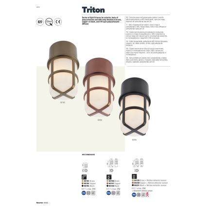 Redo 90201 - Udendørslampe med sensor TRITON 1xE27/28W/230V IP54 sort ...