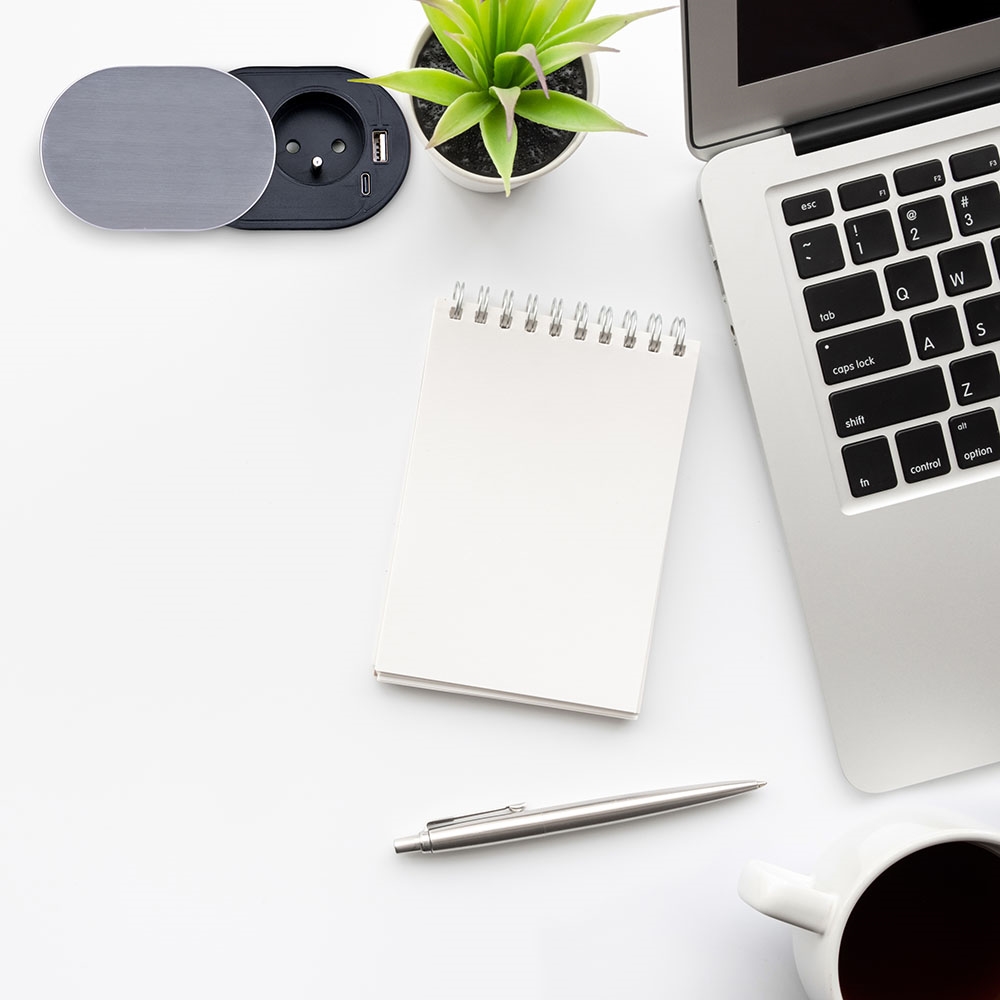 Solight PP124USBC - Stikdåse til bordplade 1x230V + USB-A + USB-C ...