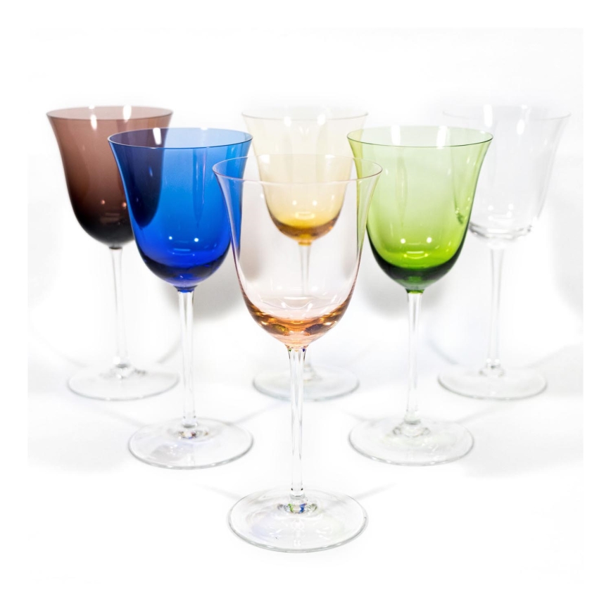 Vinglas 6 stk. 220 ml transparent med flerfarvet skær | Lampemania