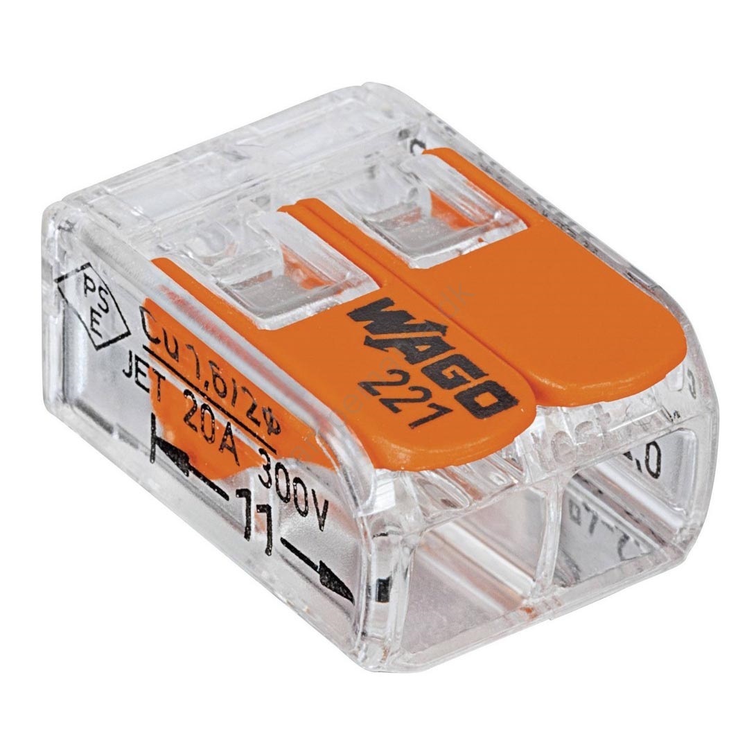 WAGO 221-412 - Samlemuffe COMPACT 2x4 450V orange | Lampemania